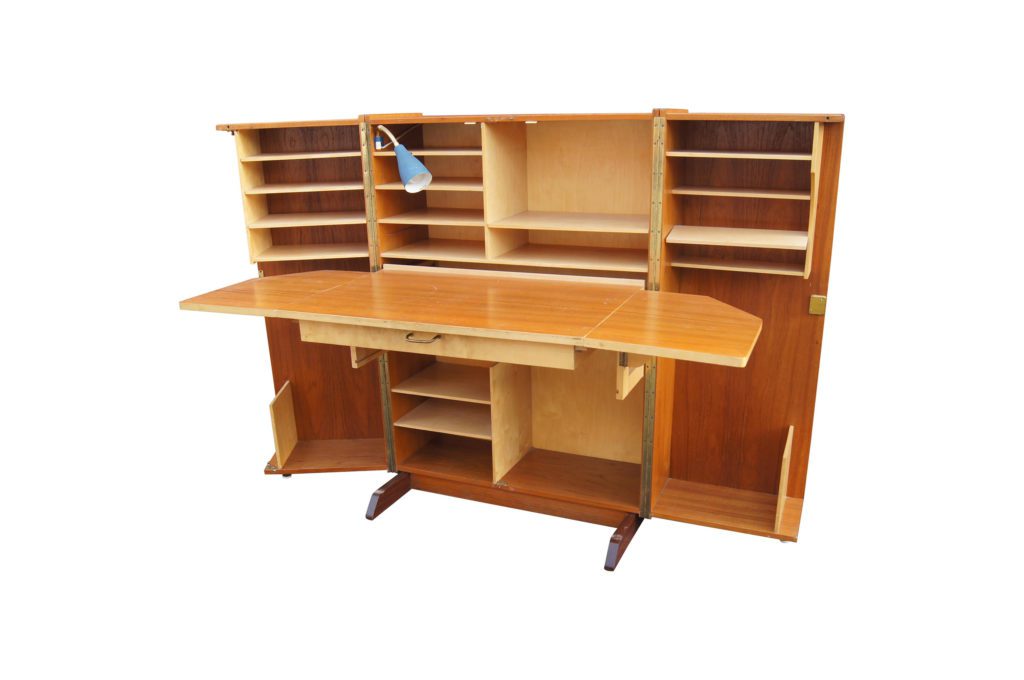 Teak Folding Box Desk with Lamp - Machine Age - New England's Largest ...