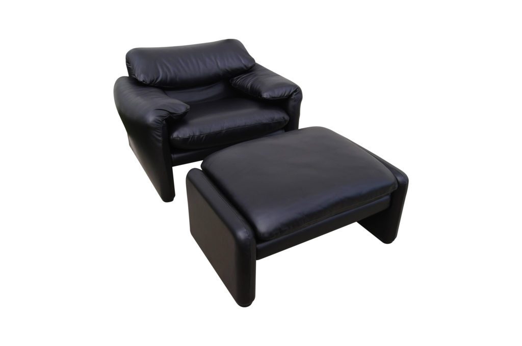 Leather Maralunga Lounge Chair and Ottoman - Machine Age - New England ...